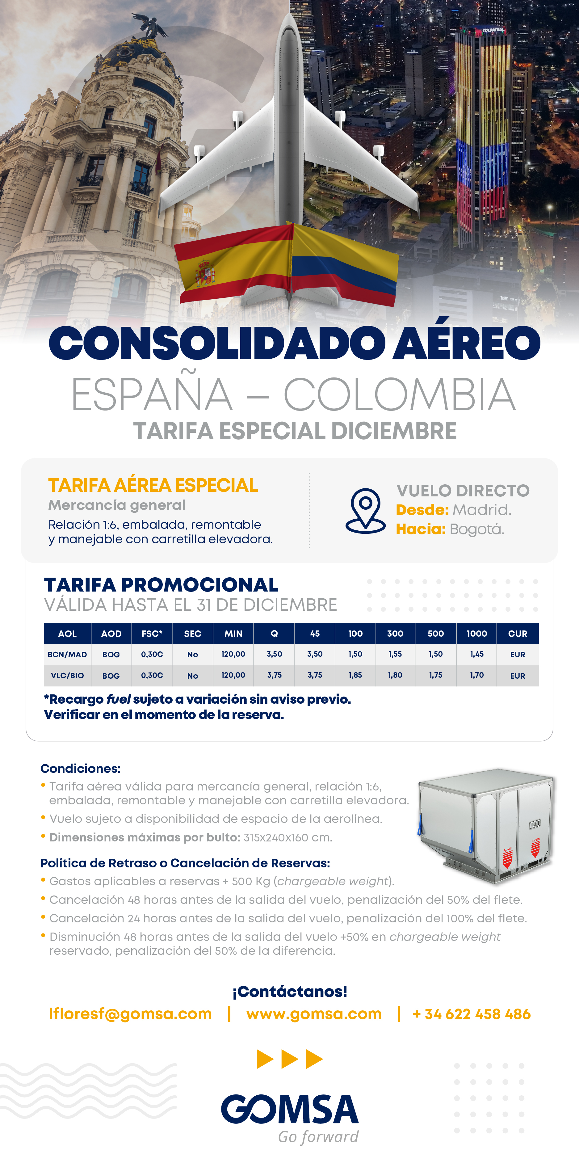 **OLO NETWORK** TARIFA AÉREA ESPECIAL ESPAÑA → COLOMBIA TODO DICIEMBRE ...